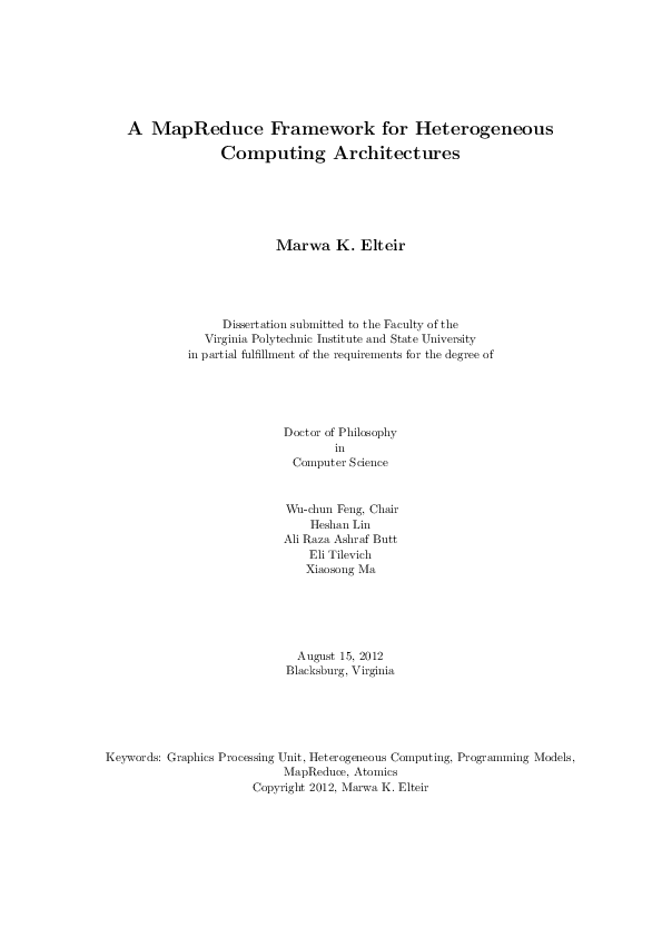 (PDF) A MapReduce Framework for Heterogeneous Computing Architectures