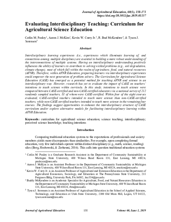 (PDF) Evaluating Interdisciplinary Teaching: Curriculum for ...