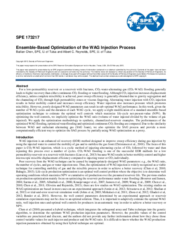 (PDF) Ensemble-Based Optimization of the WAG Injection Process
