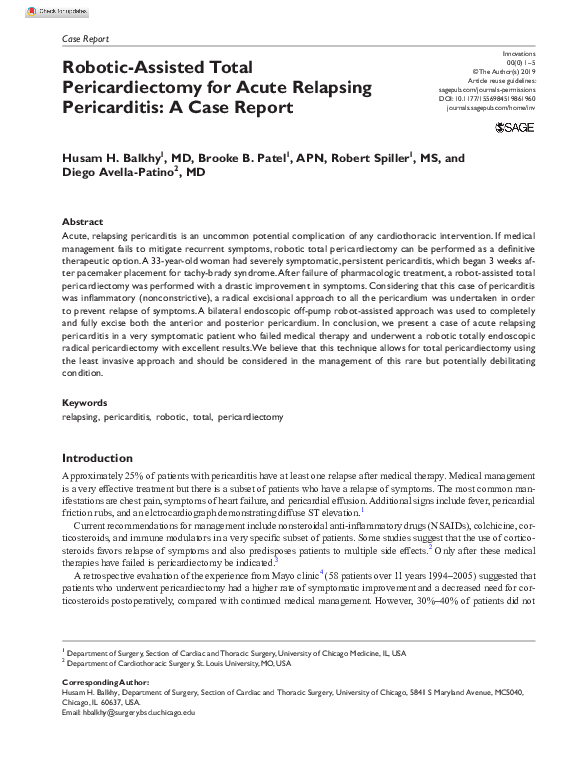 (PDF) Robotic-Assisted Total Pericardiectomy for Acute Relapsing ...