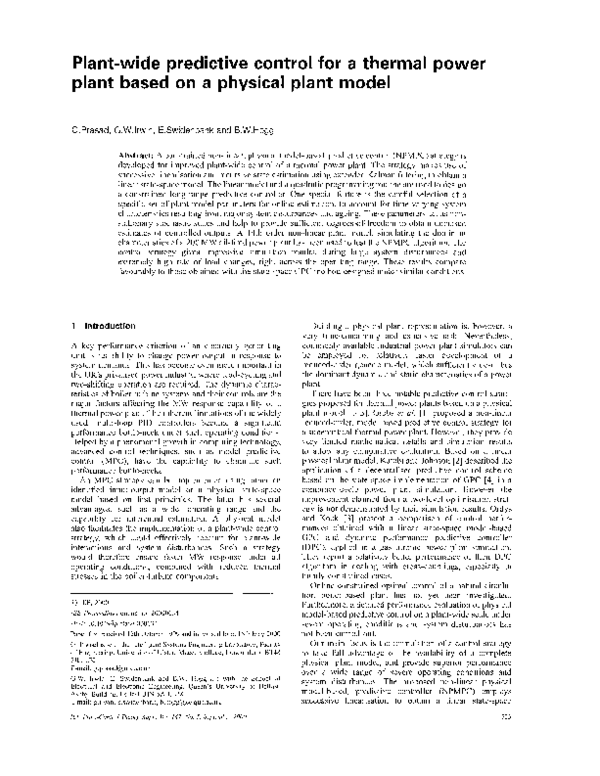 (PDF) Plant-wide predictive control for a thermal power plant based on ...