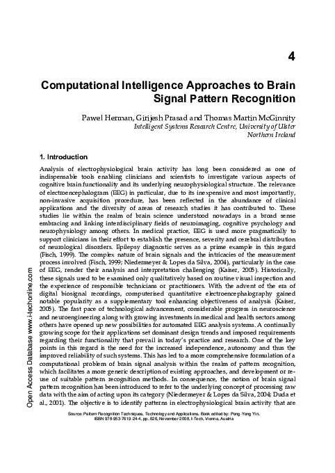 (PDF) Computational Intelligence Approaches to Brain Signal Pattern Recognition
