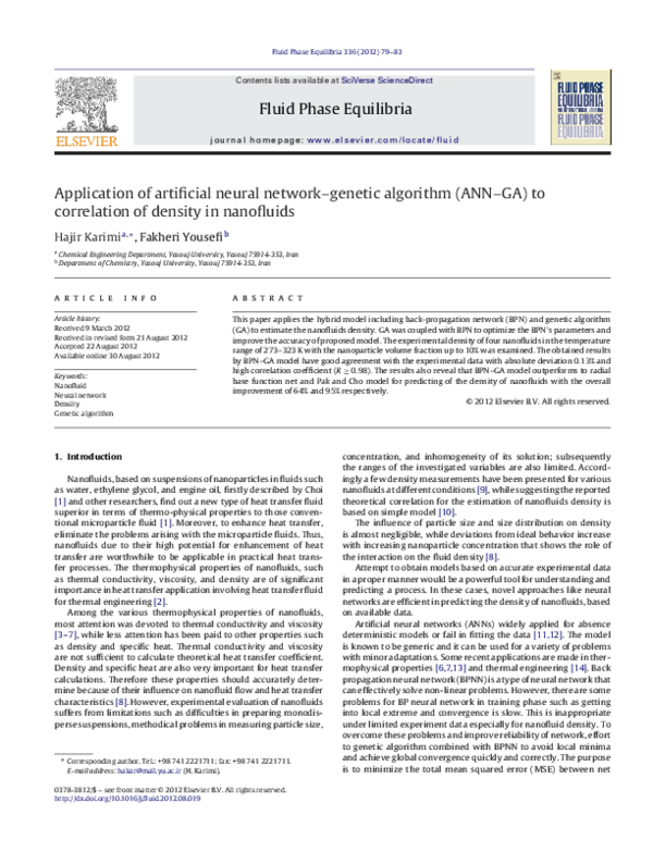 Pdf Application Of Artificial Neural Network Genetic Algorithm Ann Ga To Correlation Of