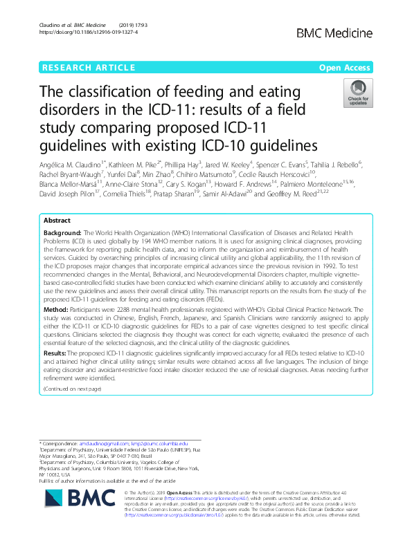 (PDF) The classification of feeding and eating disorders in the ICD-11 ...