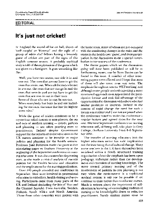 (PDF) It's just not cricket!