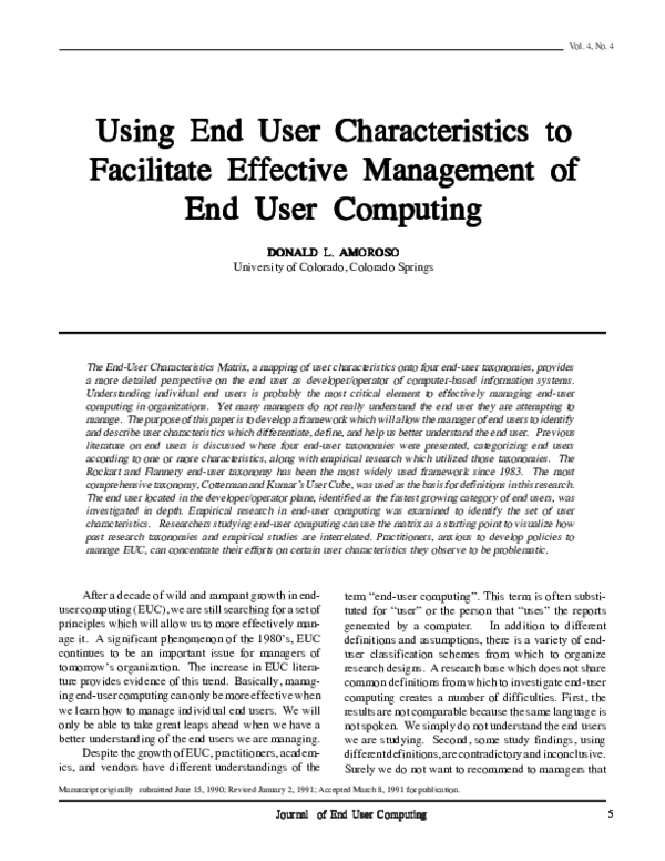 (PDF) Using End User Characteristics to Facilitate Effective Management ...