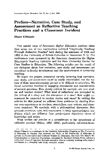 (PDF) Preface?narrative, case study, and assessment as reflective ...