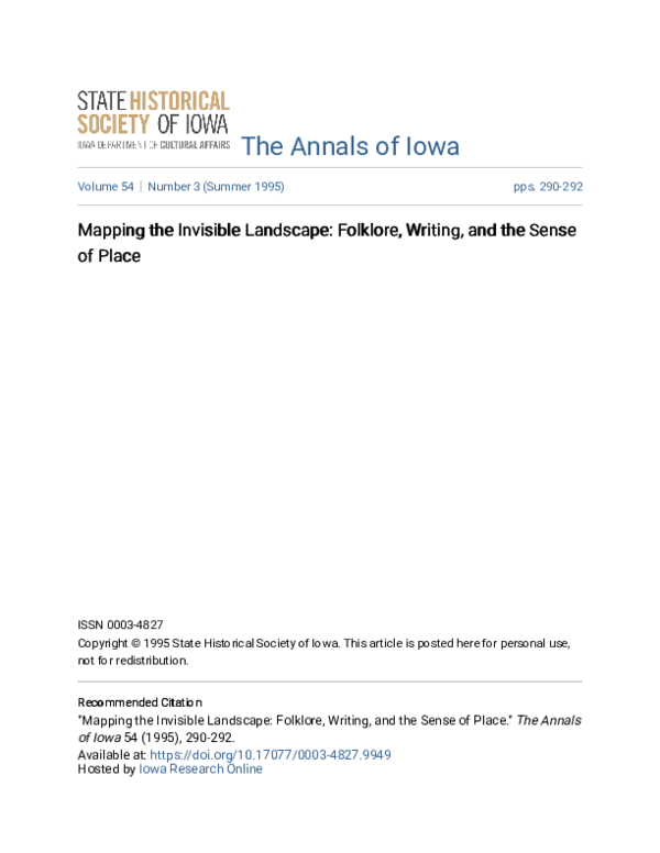 (PDF) Mapping the invisible landscape: Folklore, writing, and the sense ...