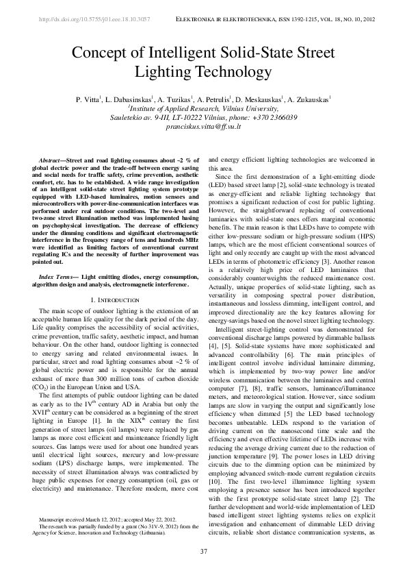 (PDF) Energy-saving approaches to solid state street lighting