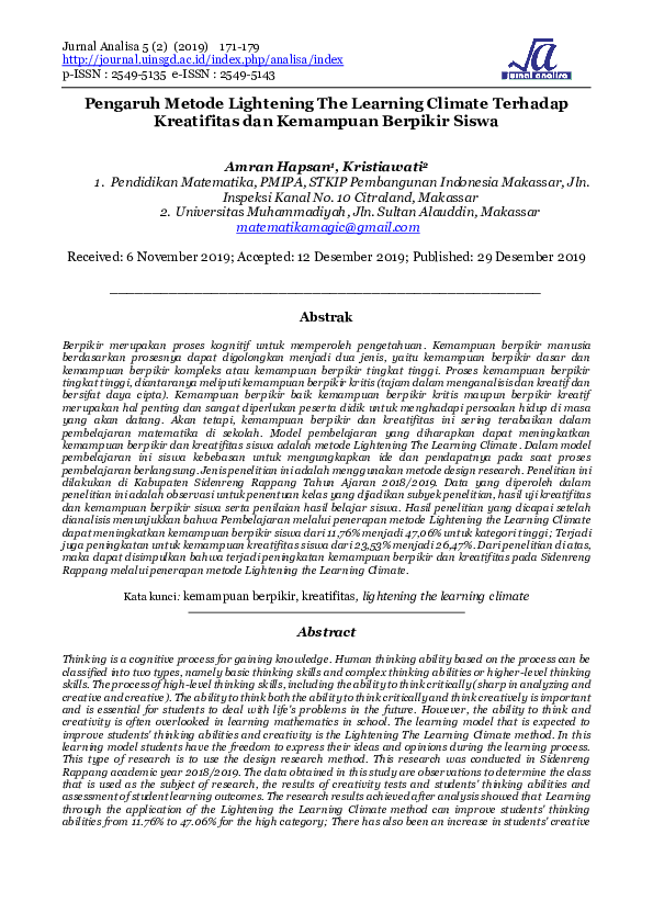 (PDF) Pengaruh metode lightening the learning climate terhadap ...