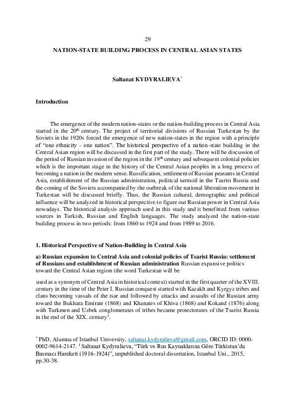 (PDF) NATION-STATE BUILDING PROCESS IN CENTRAL ASIAN STATES