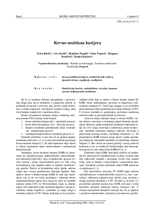 (PDF) Krvno-moždana barijera