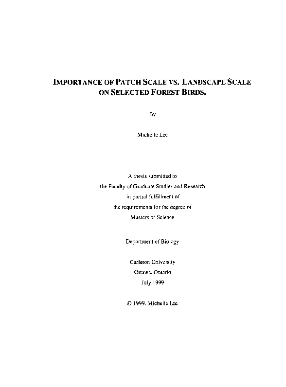 (PDF) Importance of patch scale vs landscape scale on selected forest birds