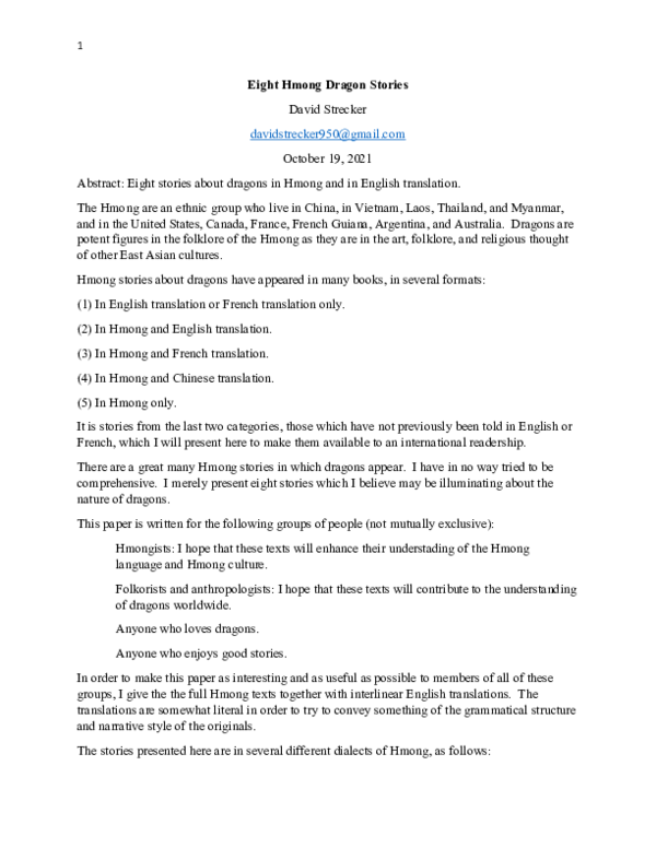 (PDF) Eight Hmong Dragon Stories