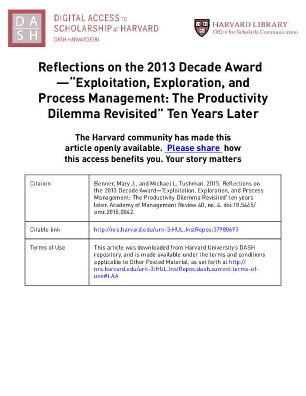 (PDF) Reflections on the 2013 Decade Award--"Exploitation, Exploration ...