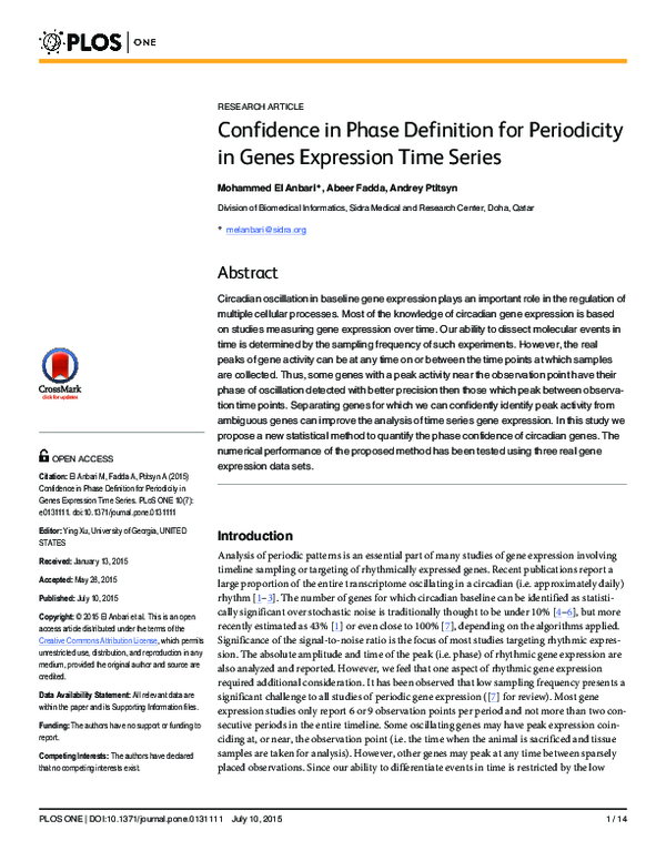 (PDF) Confidence in Phase Definition for Periodicity in Genes ...
