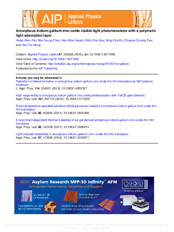 (PDF) Amorphous indium-gallium-zinc-oxide visible-light phototransistor ...