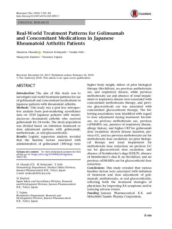 (PDF) Real-World Treatment Patterns for Golimumab and Concomitant Medications in Japanese ...
