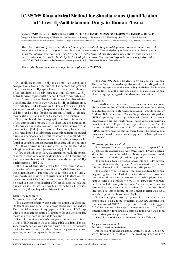 (PDF) LC-MS/MS Bioanalytical Method for Simultaneous Quantification of ...