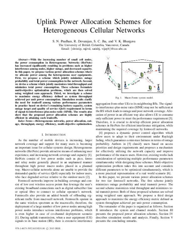 Pdf Uplink Power Allocation Schemes For Heterogeneous Cellular Networks