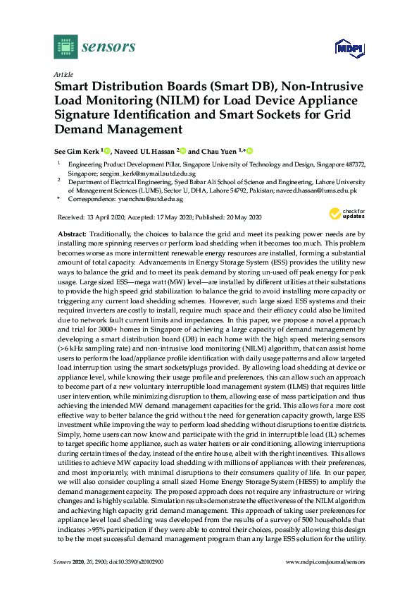 (PDF) Smart Distribution Boards (Smart DB), Non-Intrusive Load Monitoring (NILM) for Load Device ...