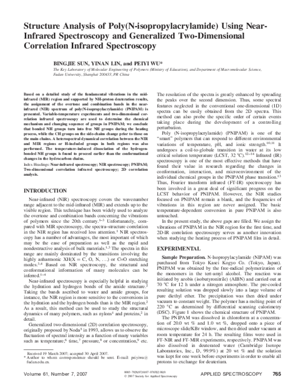(PDF) Structure Analysis of Poly(N-isopropylacrylamide) Using Near-Infrared Spectroscopy and ...