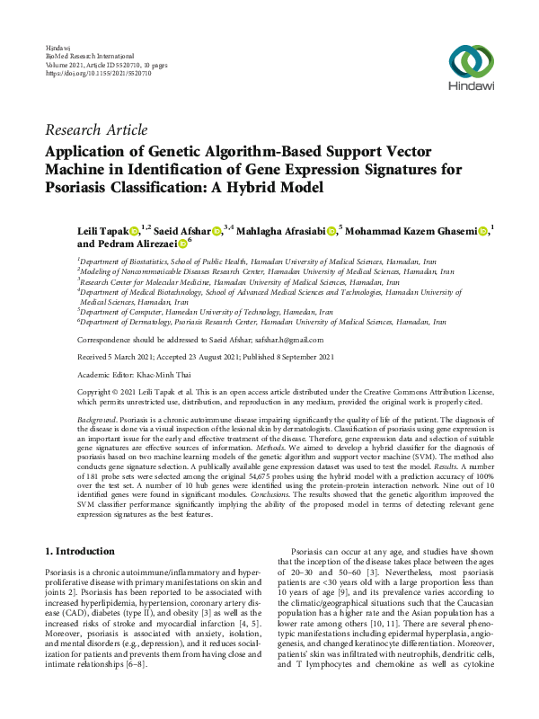 (PDF) Application of Genetic Algorithm-Based Support Vector Machine in Identification of Gene ...
