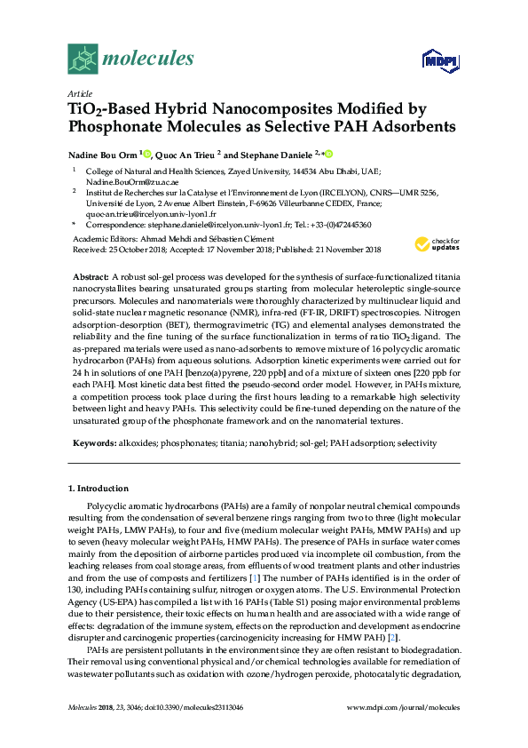 (PDF) TiO2-Based Hybrid Nanocomposites Modified by Phosphonate ...