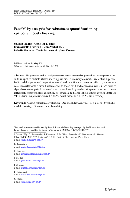 (PDF) Feasibility analysis for robustness quantification by symbolic model checking