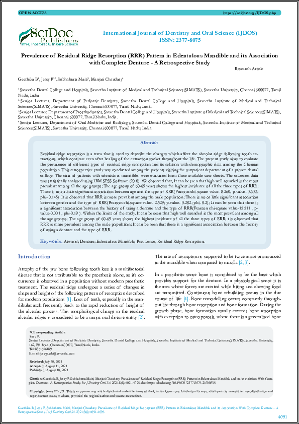 (PDF) Prevalence of Residual Ridge Resorption (RRR) Pattern in ...
