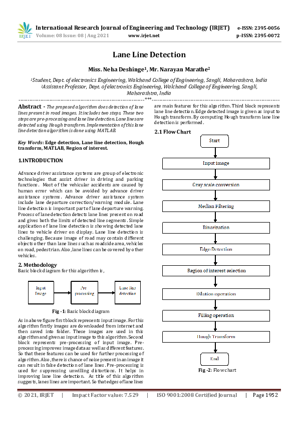 (PDF) IRJET- Lane Line Detection