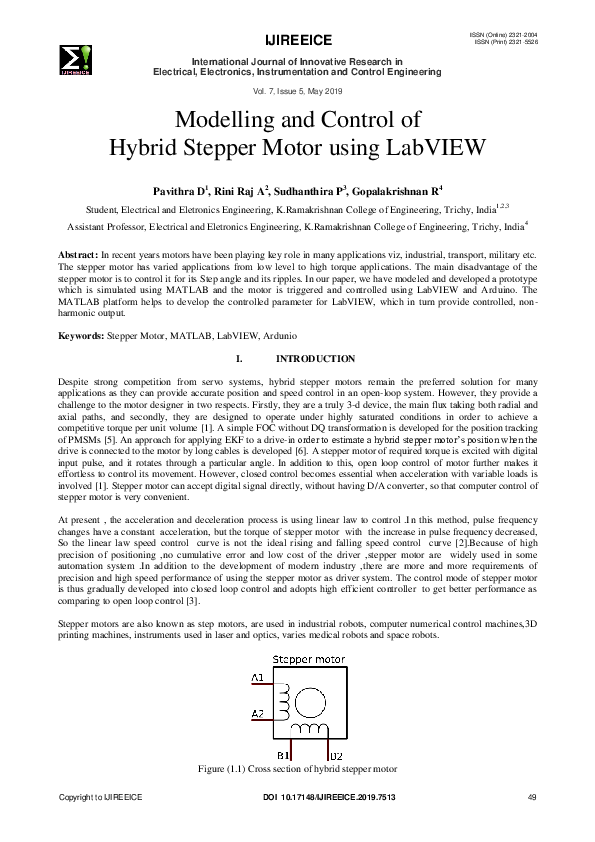 (PDF) Modelling and Control of Hybrid Stepper Motor using LabVIEW