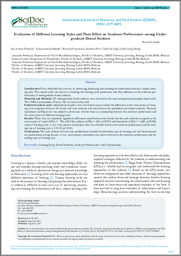 (PDF) Evaluation of Different Learning Styles and Their Effect on ...