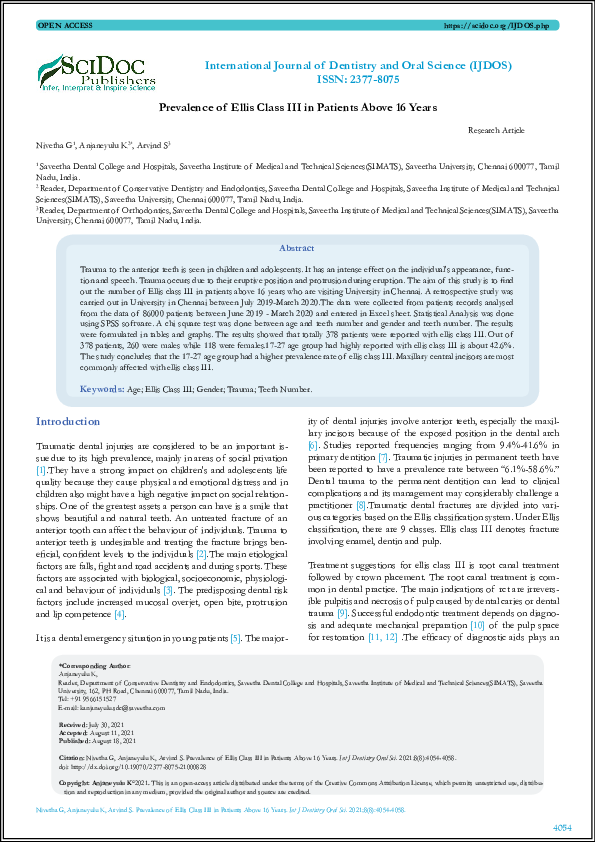 (PDF) Prevalence of Ellis Class III in Patients Above 16 Years