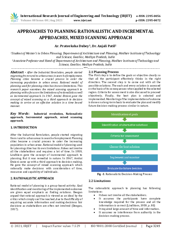 (PDF) IRJET- APPROACHES TO PLANNING RATIONALISTIC AND INCREMENTAL ...