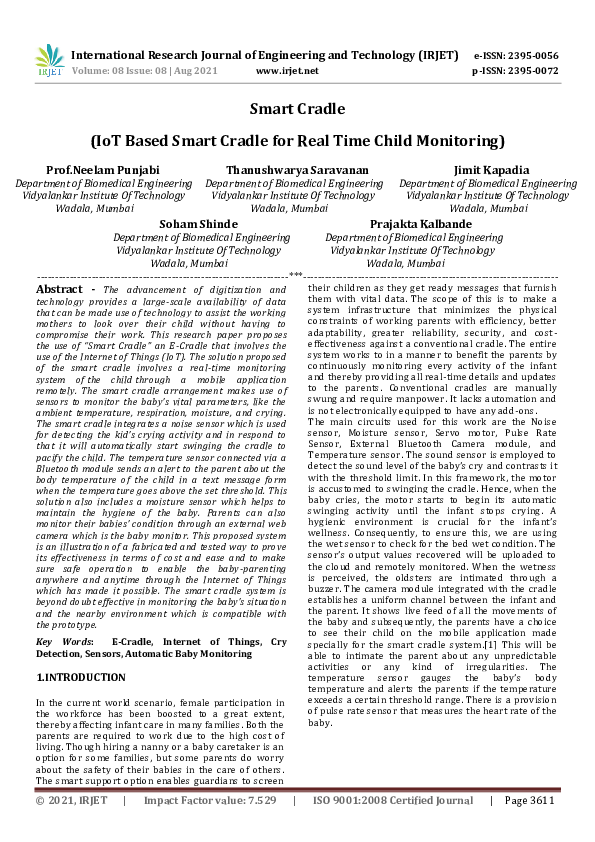 (PDF) IRJET- Smart Cradle (IoT Based Smart Cradle for Real Time Child ...