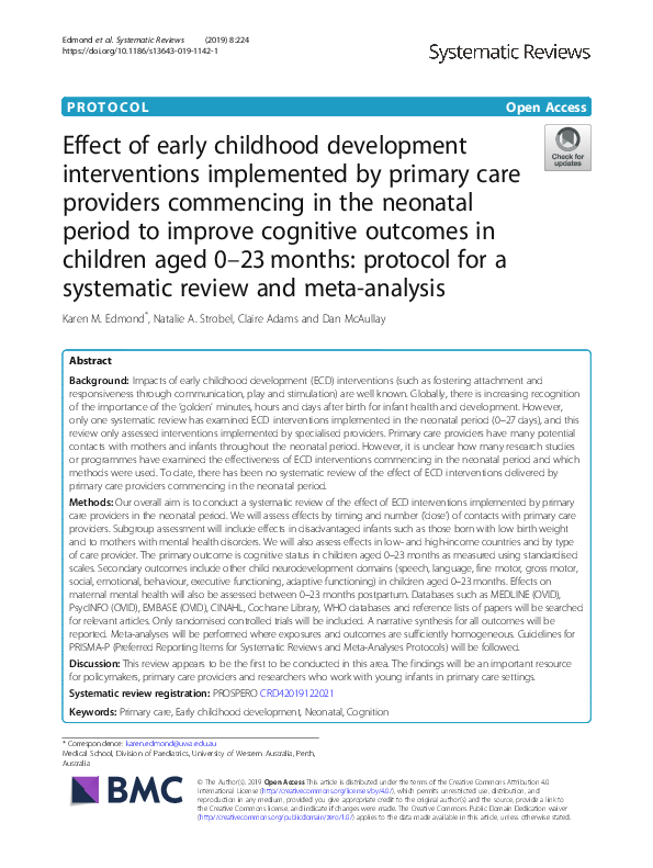 (PDF) Effect of early childhood development interventions implemented ...