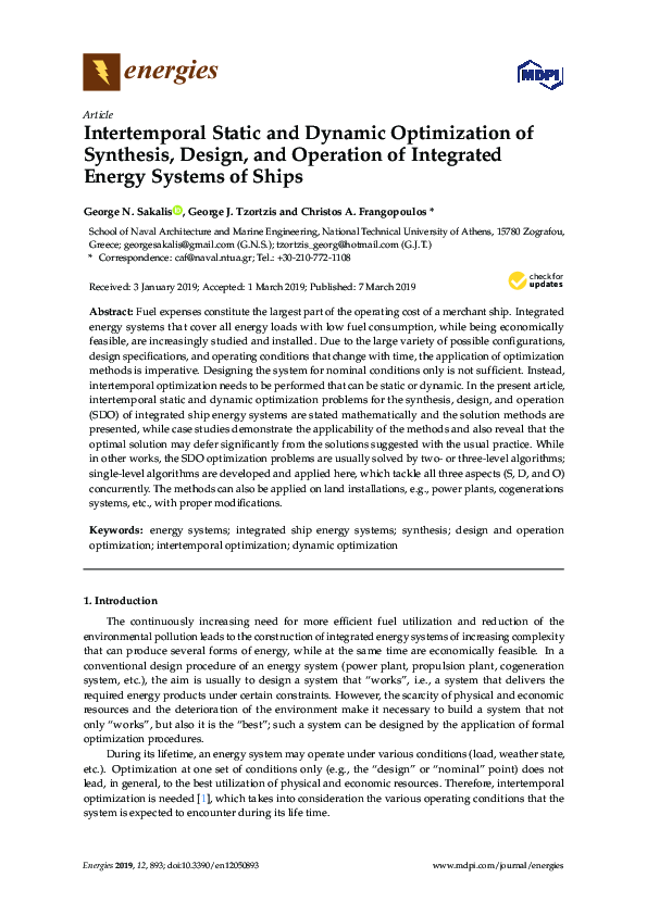 Pdf Intertemporal Static And Dynamic Optimization Of Synthesis Design And Operation Of
