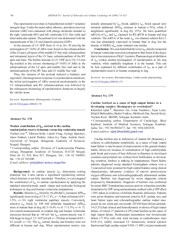 (PDF) Cardiac beriberi as a cause of high output failure in a ...