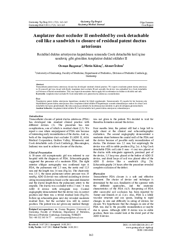 (PDF) Amplatzer Duct Occluder II embedded by Cook detachable coil like ...
