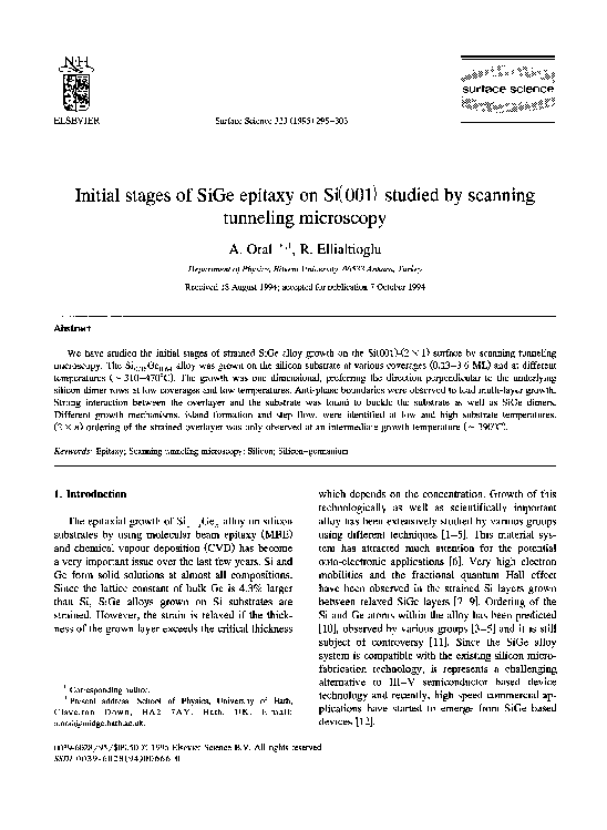 (PDF) Initial stages of SiGe epitaxy on Si(001) studied by scanning ...