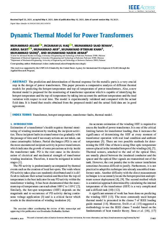 (PDF) Dynamic Thermal Model for Power Transformers