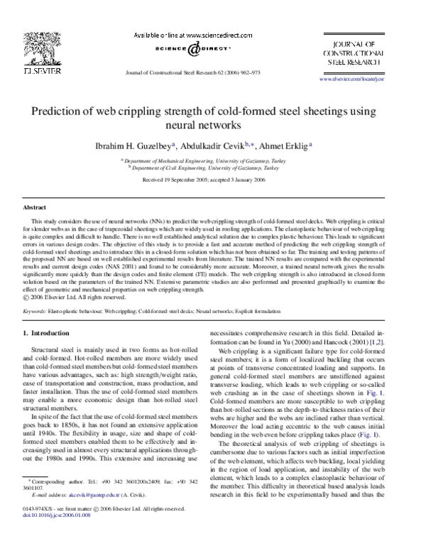 Prediction of web crippling strength of cold-formed steel sheetings ...