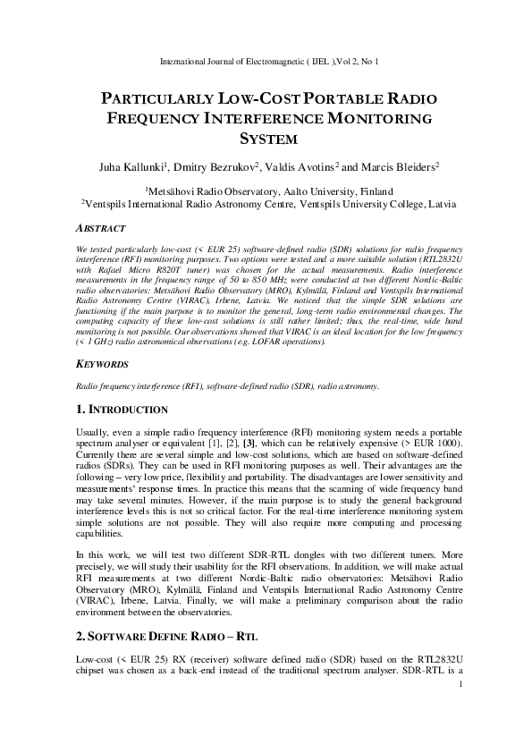 (PDF) Particularly Low-Cost Portable Radio Frequency Interference ...