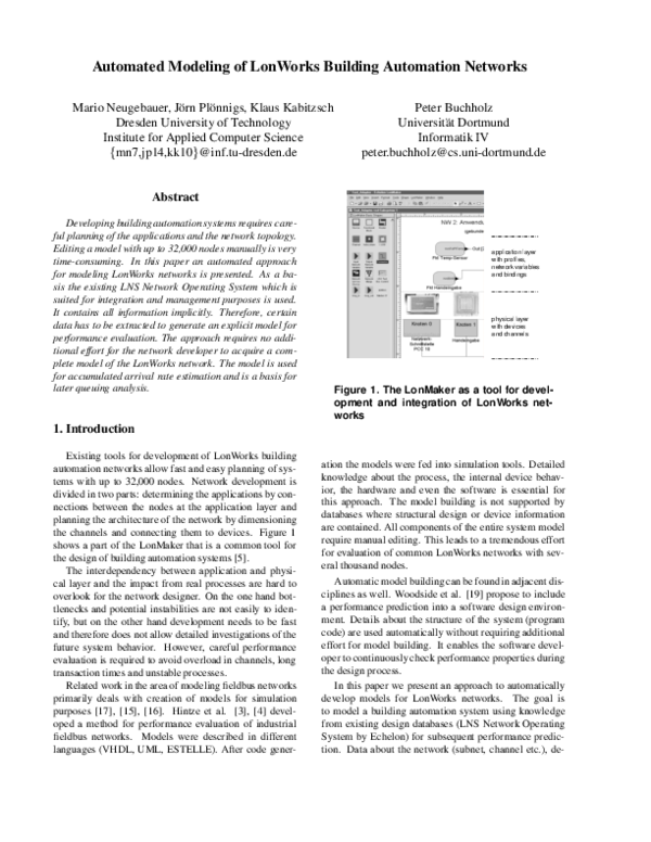 Pdf Automated Modeling Of Lonworks Building Automation Networks