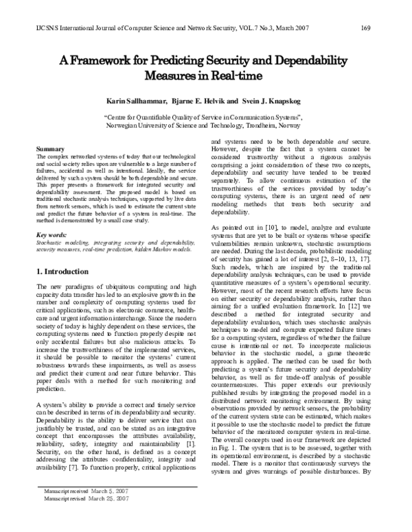 A framework for predicting security and dependability measures in real-time