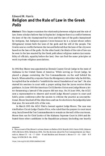 (PDF) Religion and the Rule of Law in the Greek Polis