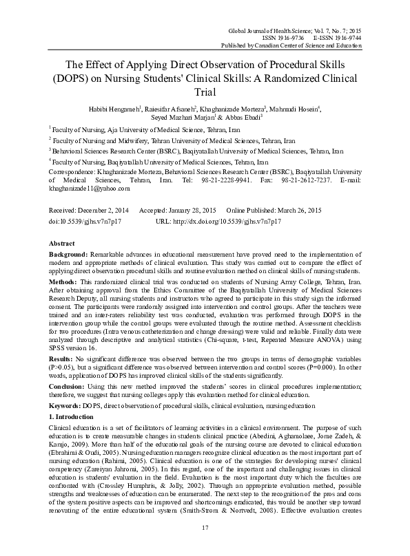 (PDF) The Effect of Applying Direct Observation of Procedural Skills ...