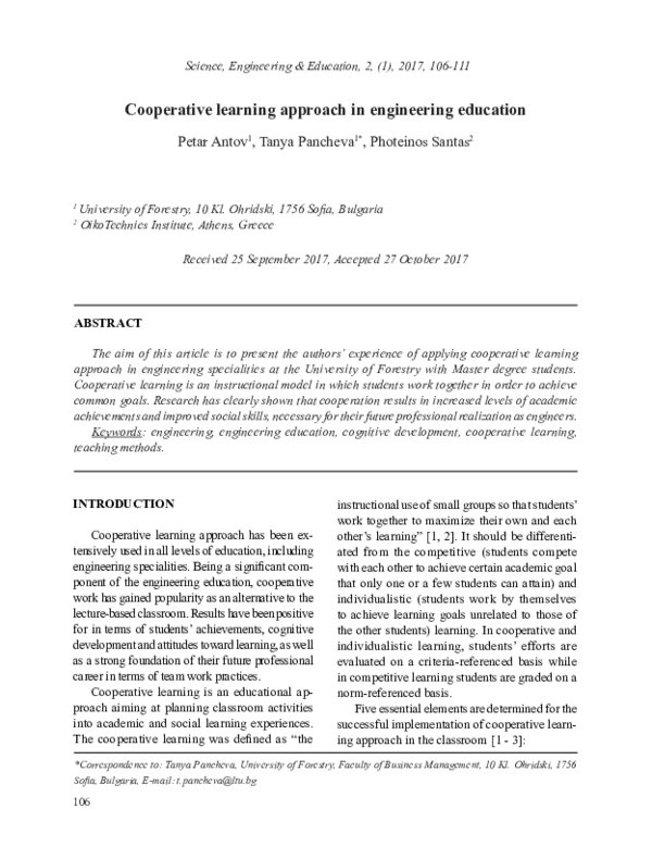(PDF) Cooperative learning approach in engineering education