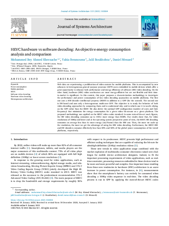 (PDF) HEVC hardware vs software decoding: An objective energy ... (PDF) HEVC hardware vs software decoding: An objective energy ...